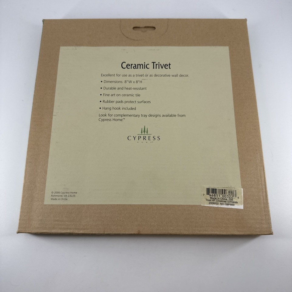 J Brinley Ceramic Trivet Tile Christmas Cheer Snowman Poodle 2006 ...