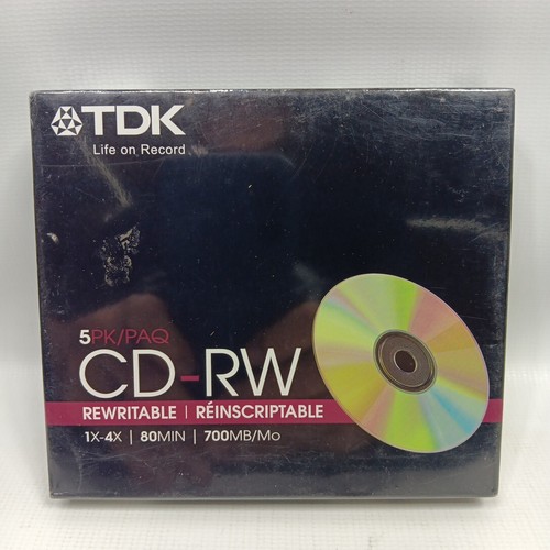 TDK 5PK/PAK CD-RW Rewritable 1X-4X 80MIN 700MB SEALED | eBay
