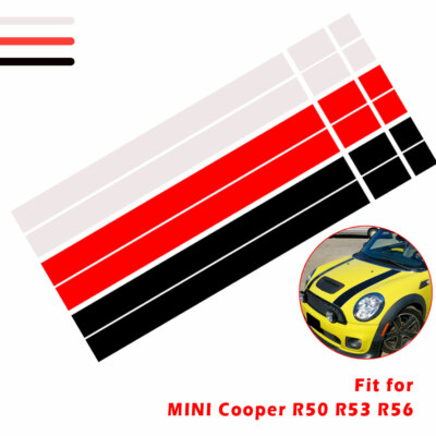 For MINI Cooper R50 R53 R56 2x Bonnet Stripes Hood Decal Vinyl Cover ...