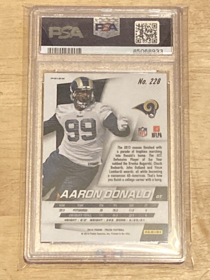 2014 Prizm Aaron Donald Panini Logo Prizm RC #228 PSA 8 NM-MT Special ...