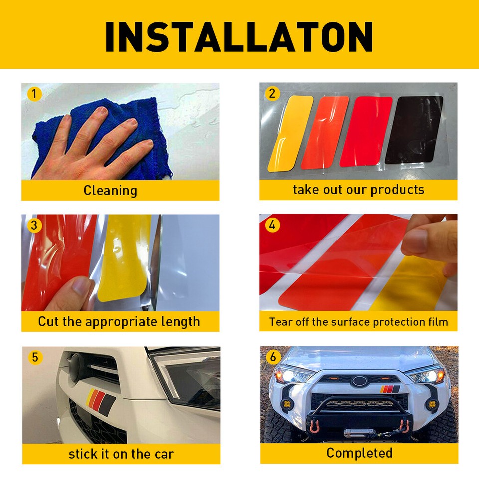 Tri-Color Stripe Decal Sticker For Toyota Tacoma TRD 4Runner Tundra ...