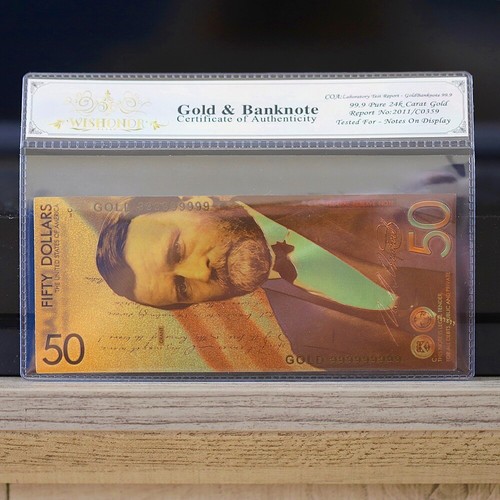 100mg 24K Gold 2021 $50 Fifty Dollar Bill Grant Fantasy Banknote White ...
