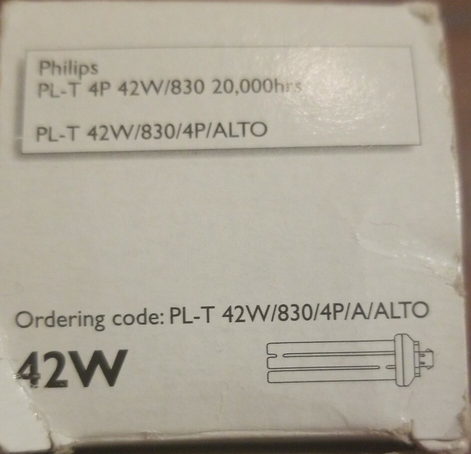 Philips 42W 4 Pin GX24q-4 Soft White Triple Tube CFL Bulb PL-T 42W/830 ...