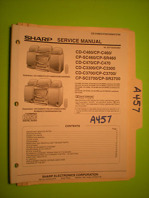 Sharp cd-c460 service manual original repair book stereo cd tape player ...