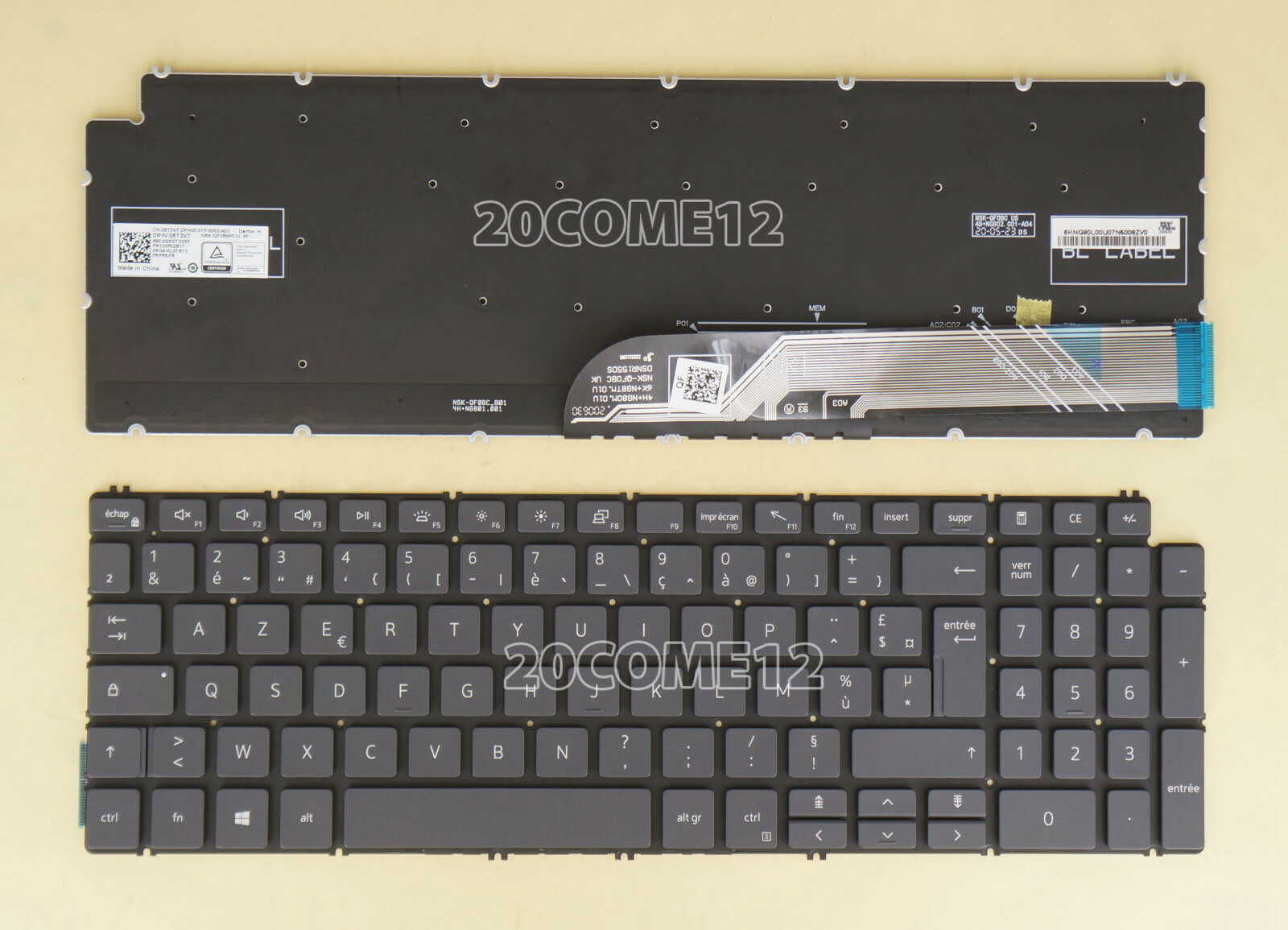 New For DELL Inspiron 5584 5590 5598 5593 Keyboard Backlit French ...