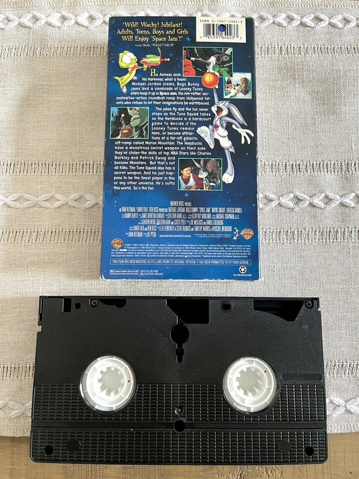Space Jam VHS Promo Screening Copy 1996 Paper Slipcover Slipcase Looney ...