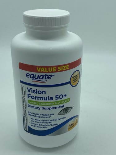 300Ct Equate Vision Formula 50+Soft Gels Dietary Supplement Omega 3 EXP ...