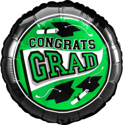 18" Congrats Grad Foil Balloon - Graduation - Green - Anagram Party ...