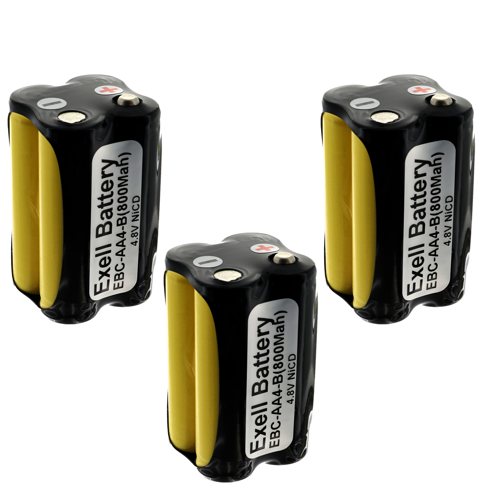 3x Exell Custom 4.8V 800mAh NiCd 4xAA Square Button Top Battery Pack | eBay