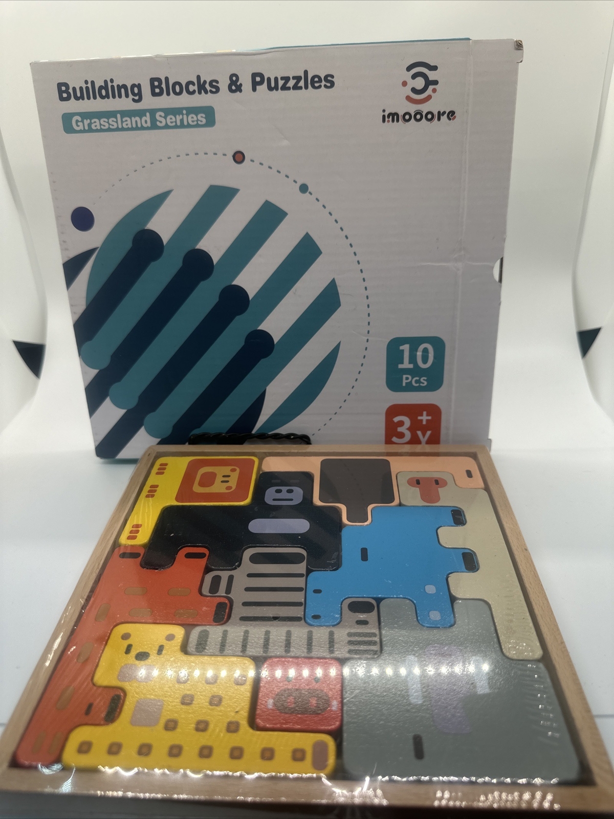 NEW WOODEN BUILDING BLOCKS & JIGSAW PUZZLE - GRASSLAND SERIES - 10 ...