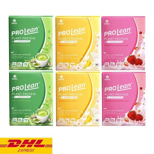 6x MANA Prolean Plant Protein L-Carnitine Banana Milk Matcha Strawberry ...