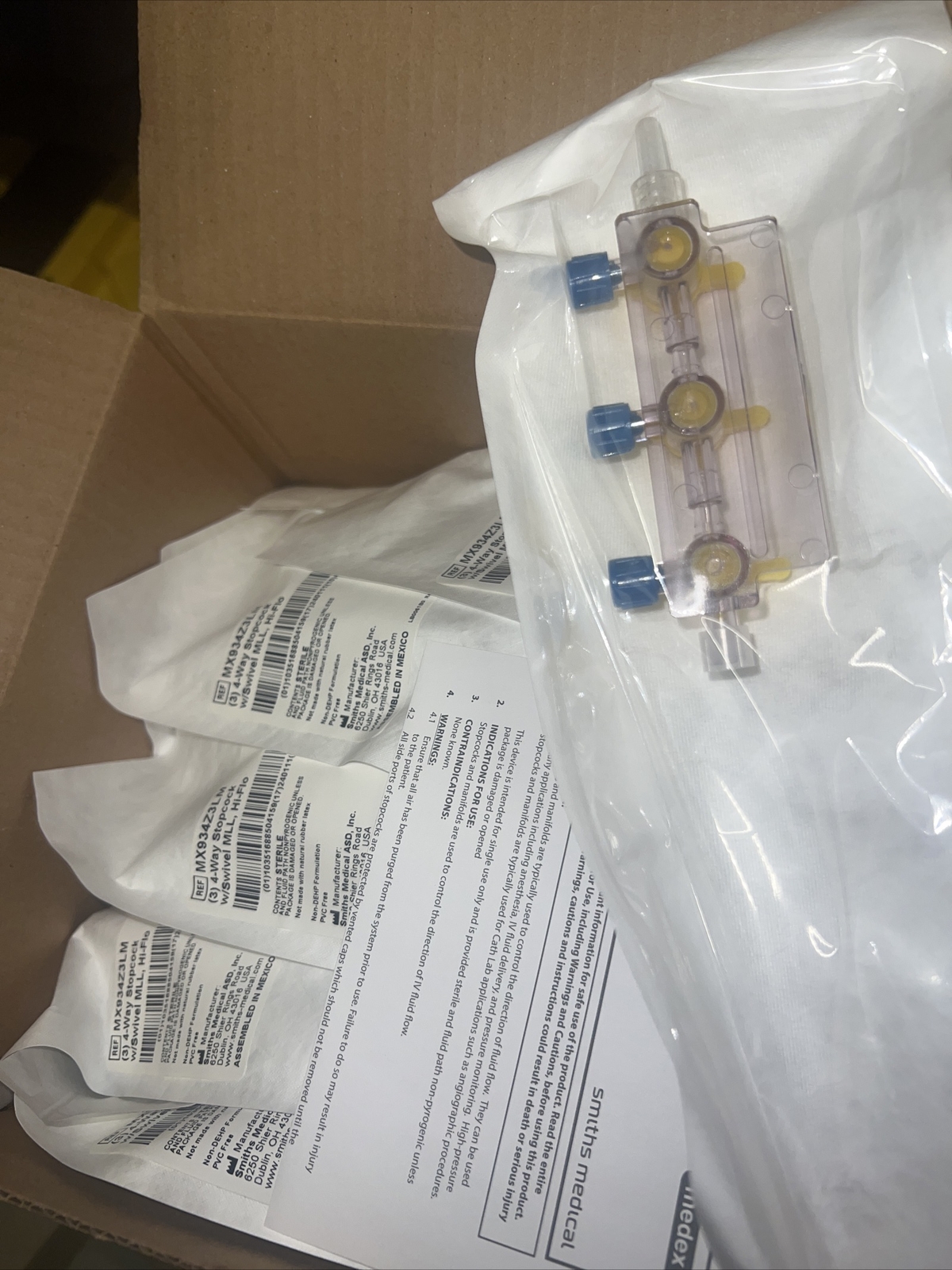 Smiths Medical MX934Z3LM Medex 4-Way Stopcock With Swivel MLL, Hi-Flo ...