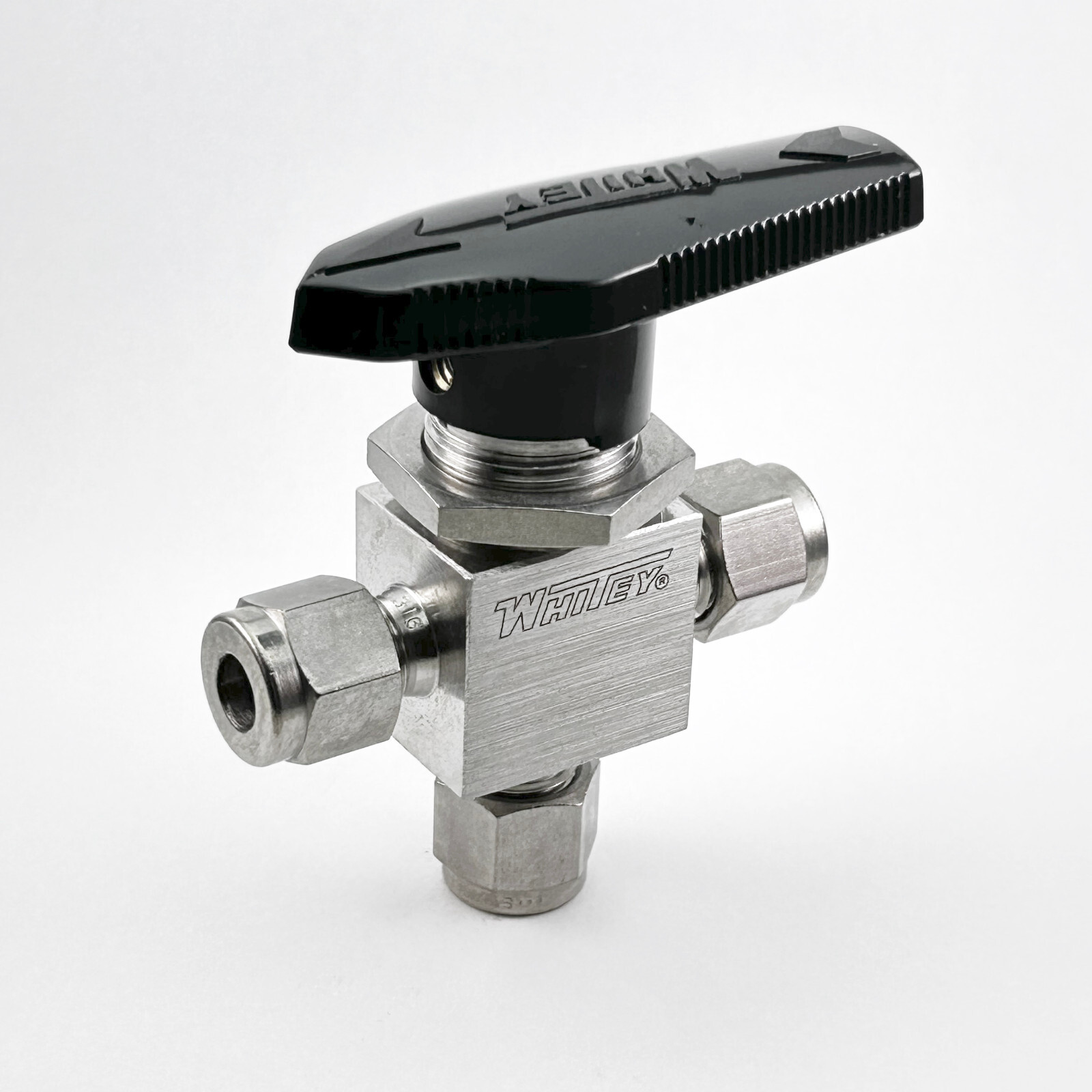WHITEY SWAGELOK SS-43XS4 STAINLESS STEEL BALL 3-WAY VALVE 1/4" TUBE ...