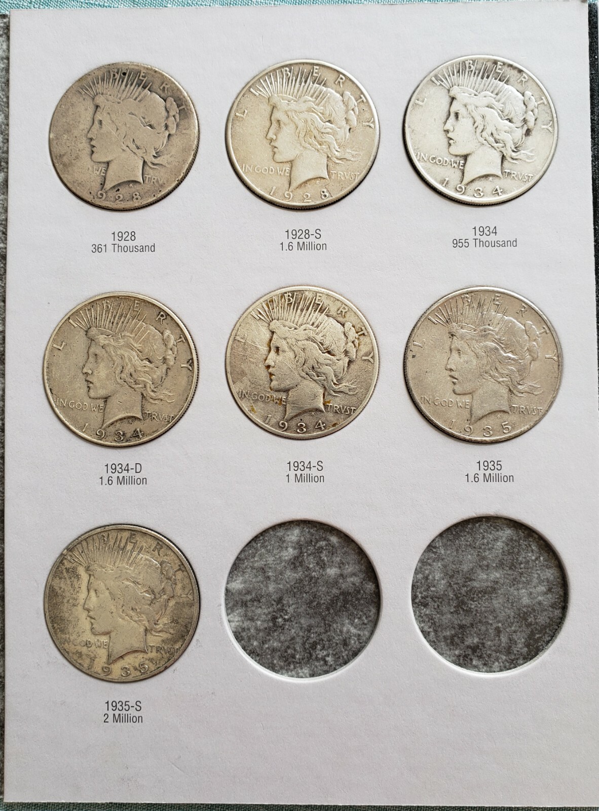 1921-1935 Peace Silver Dollar Book COMPLETE SET - 24 Coins | eBay