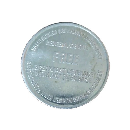 Vintage 1983 Burger King Free Breakfast Beverage Token Metal Coin ...