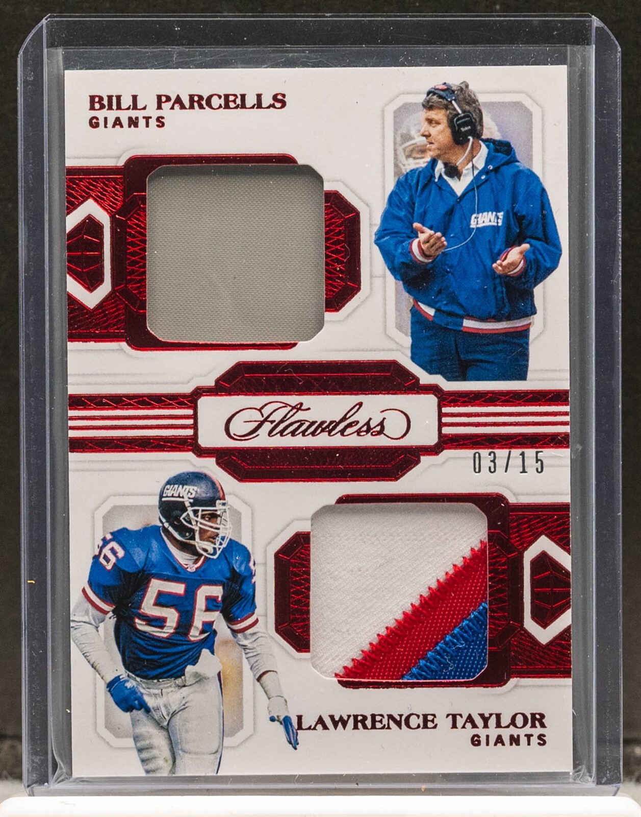 BILL PARCELLS LAWRENCE TAYLOR 2020 Flawless Dual Ruby GU Jersey Patch 3 ...