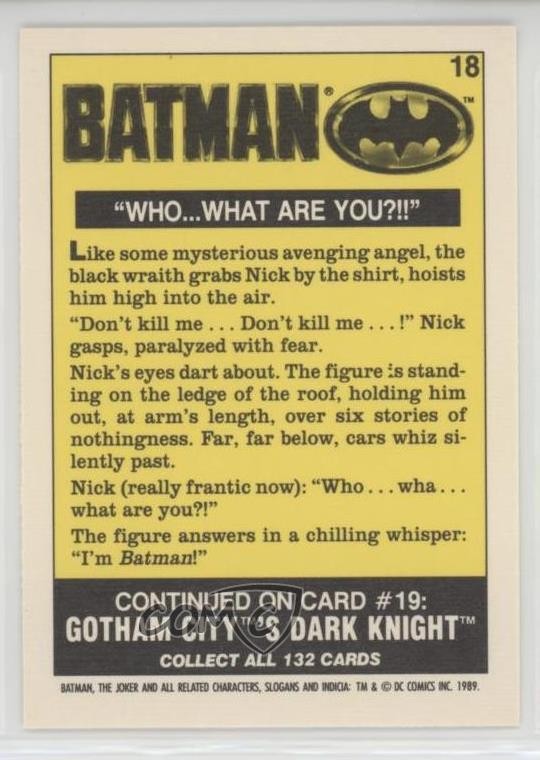 1989 Topps Batman Factory Set Glossy Batman Nick Who What are you ...