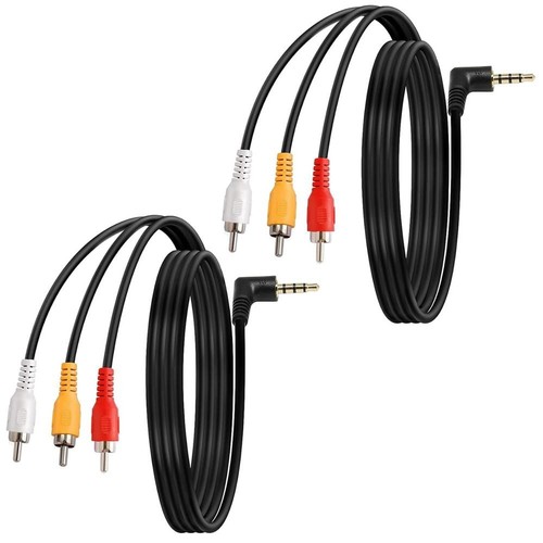 2Pack Right Angle 3.5mm to RCA Camcorder AV Audio Video Output Cable, 1 ...