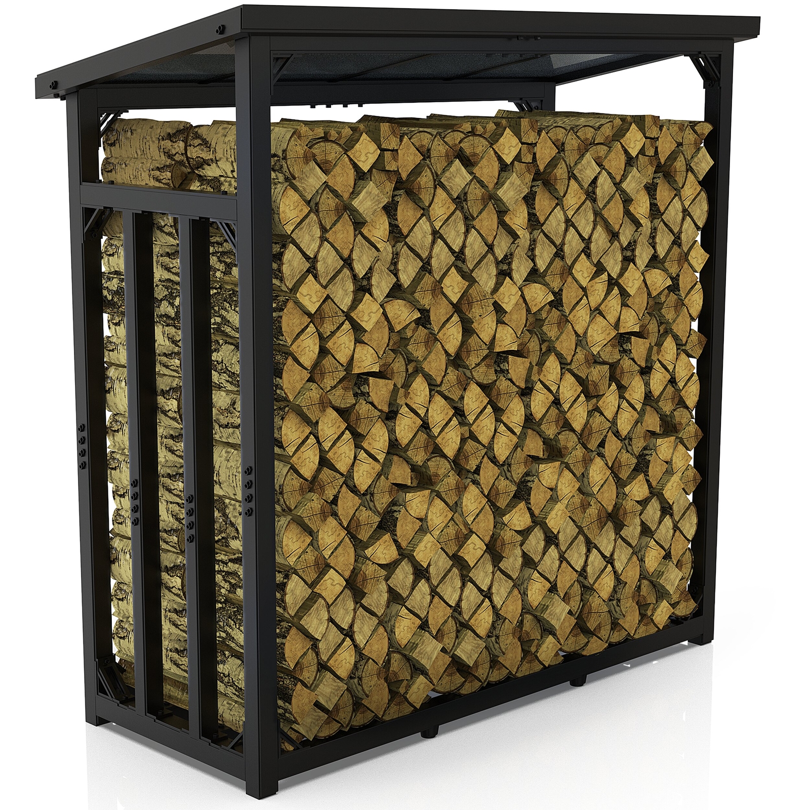 Kaminholzregal außen mit Dach XXL Brennholzregal Metall Stapelhilfe VERZINKT | eBay