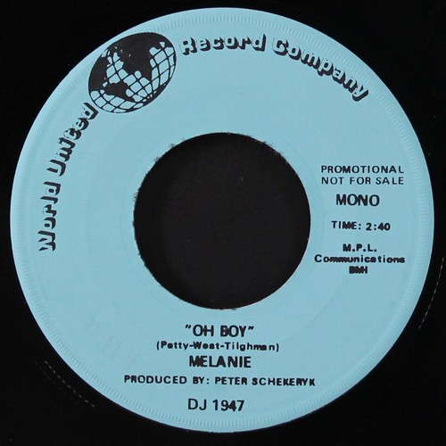 MELANIE: oh boy / mono WORLD UNITED 7" Single 45 RPM | eBay