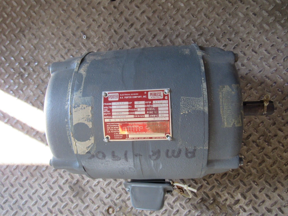 PEERLESS ELECTRIC / PORTER MOTOR P215J 1750/830RPM 460V 60HZ 3PH 5.25HP ...