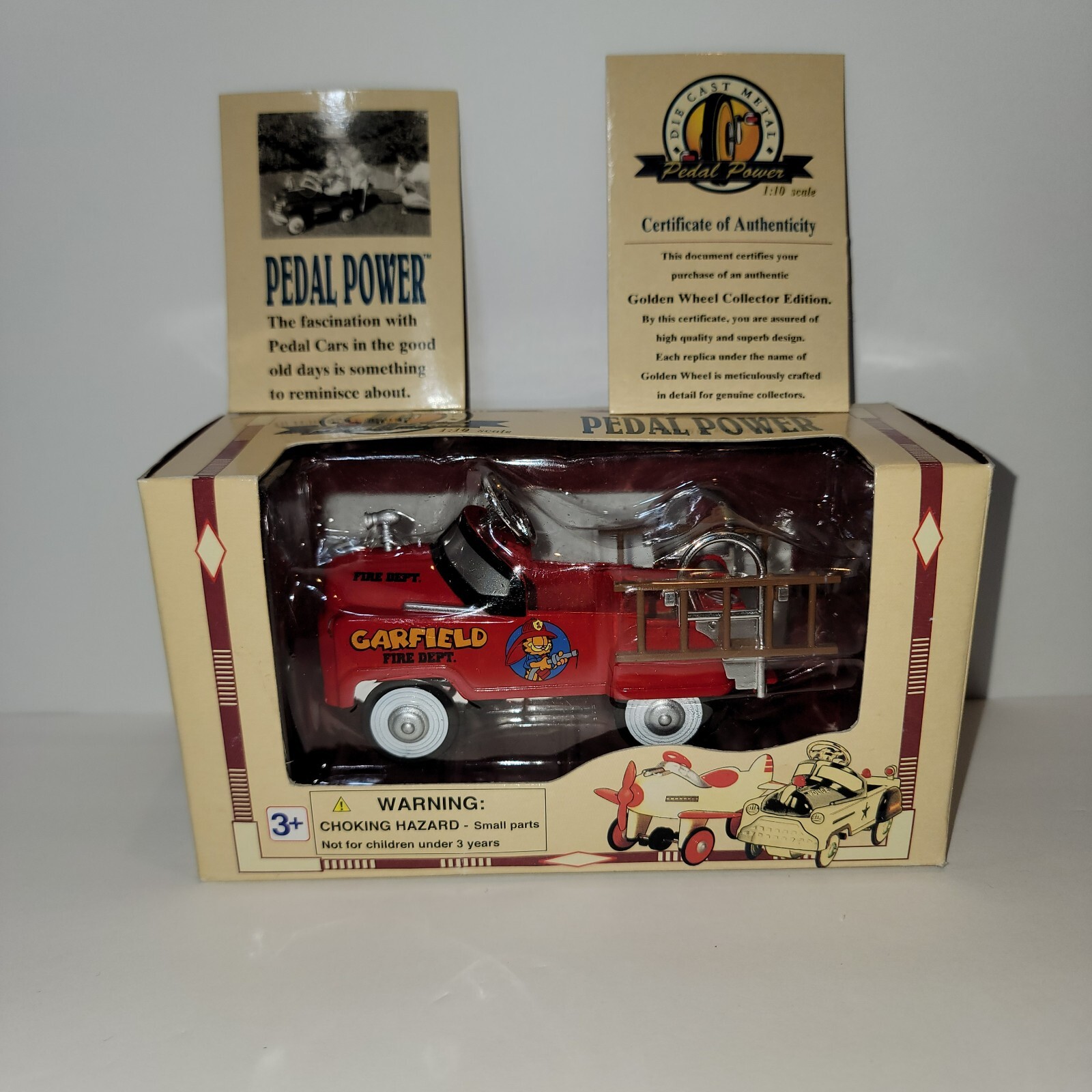 Vintage Garfield Pedal Power Fire Dept Truck Golden Wheel Collector ...