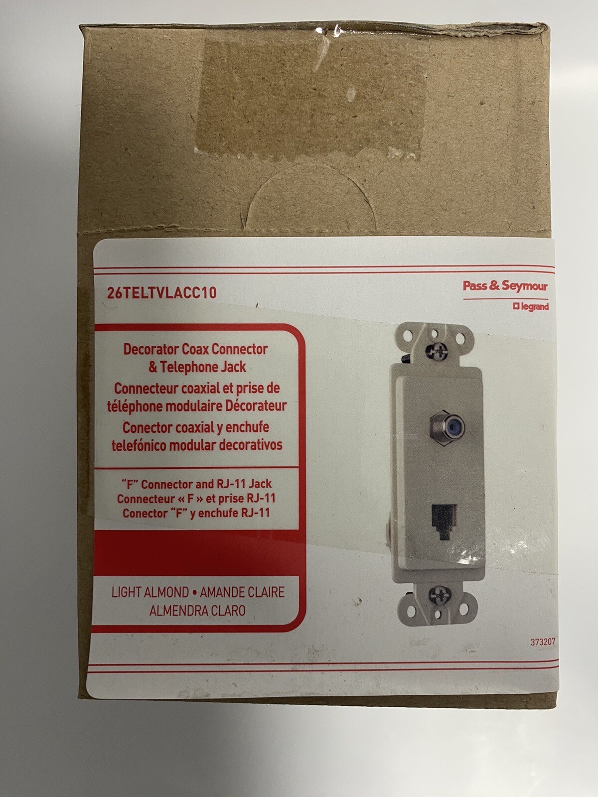 (PACK OF 6) 26TELTVLACC10 Legrand Plastic F-Type Coax Wall Jack Pass ...