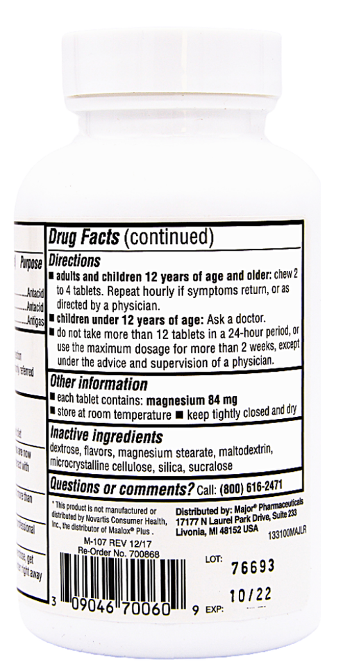 Major Mintox Lemon Mint Antacid Antigas - 100 Tablets | Maalox 9-2025 ...