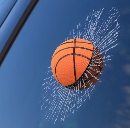 3D Orange Basketball Hit Window Car Windshield Decal Sticker Decor Hot ...