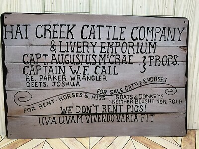 Hat Creek Cattle Company And Livery Emporium Metal Sign 8"X12" Lonesome ...