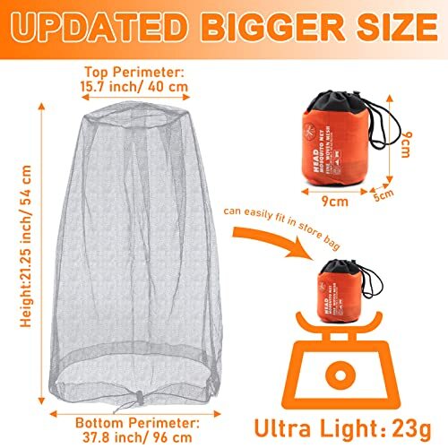Mosquito Head Net Mesh Face Neck Fly Netting Hood From Bugs Gnats ...