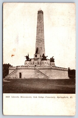 Postcard IL Springfield View Oak Ridge Cemetery Lincoln Monument c1907 ...