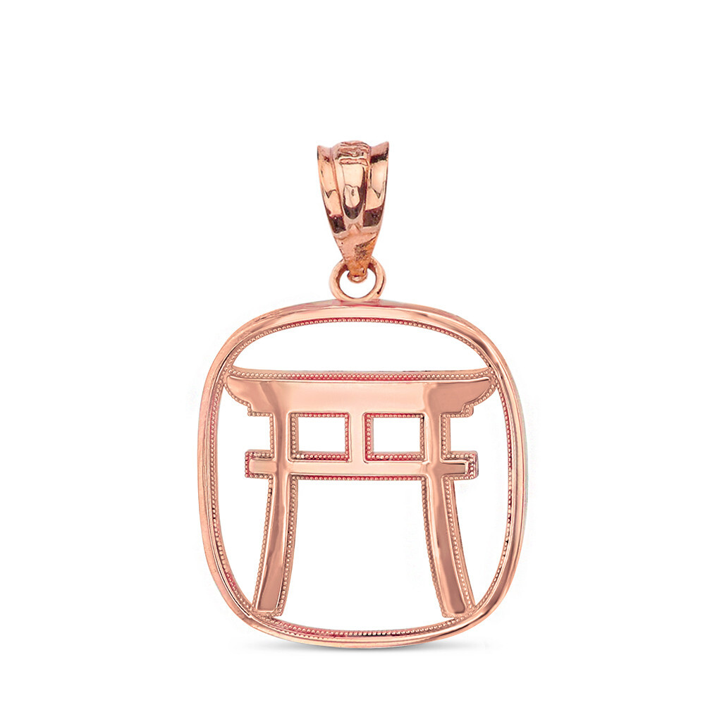 Gold Torii Gate Symbol Shinto Shrine Pendant Necklace(Yellow/Rose/White ...