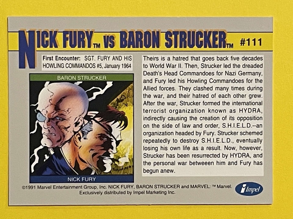 Nick Fury vs. Baron Strucker 1991 Impel Marvel Universe II #111 | eBay