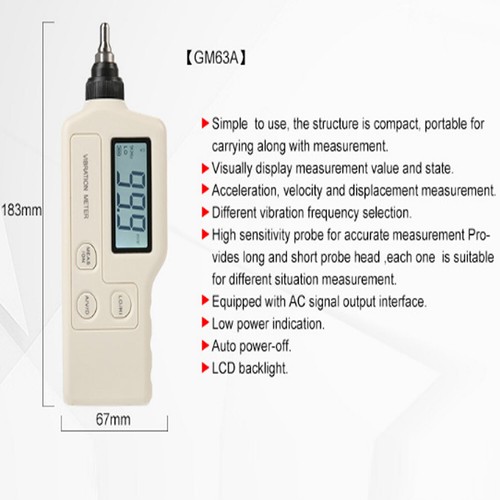 GM63A Digital Vibration Analyzer Tester Meter Vibrometer LCD Backlight ...