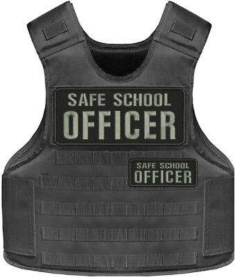 SAFE SCHOOL OFFICER EMBROIDERY PATCH 4X10 AND 2X5 VELCR@ ON BACK GRAY ...