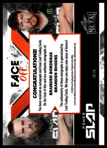 2025 Power Slap Branden Bordeaux Branden Rhodes #FO-14 Face Off Red ...
