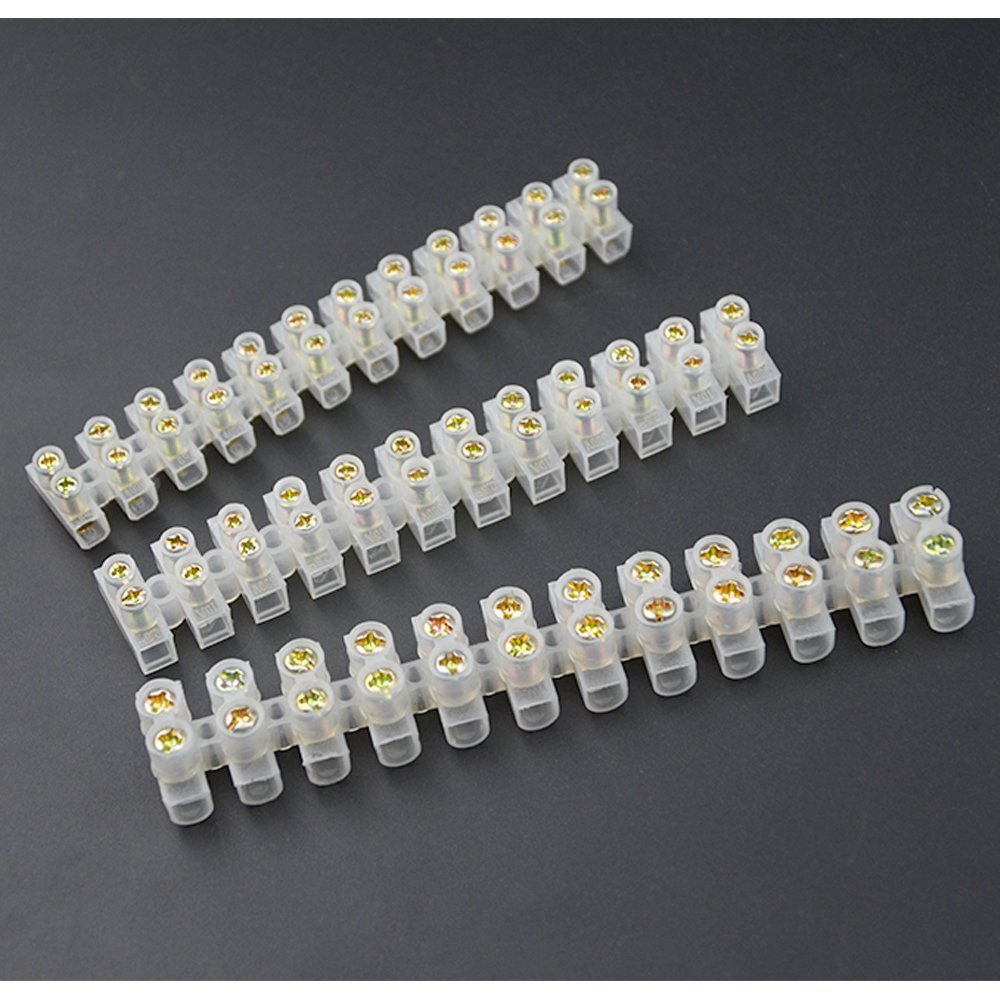 6Pcs 6A 10A 20A 12 Position Double Row Screw Terminal Block Flame ...