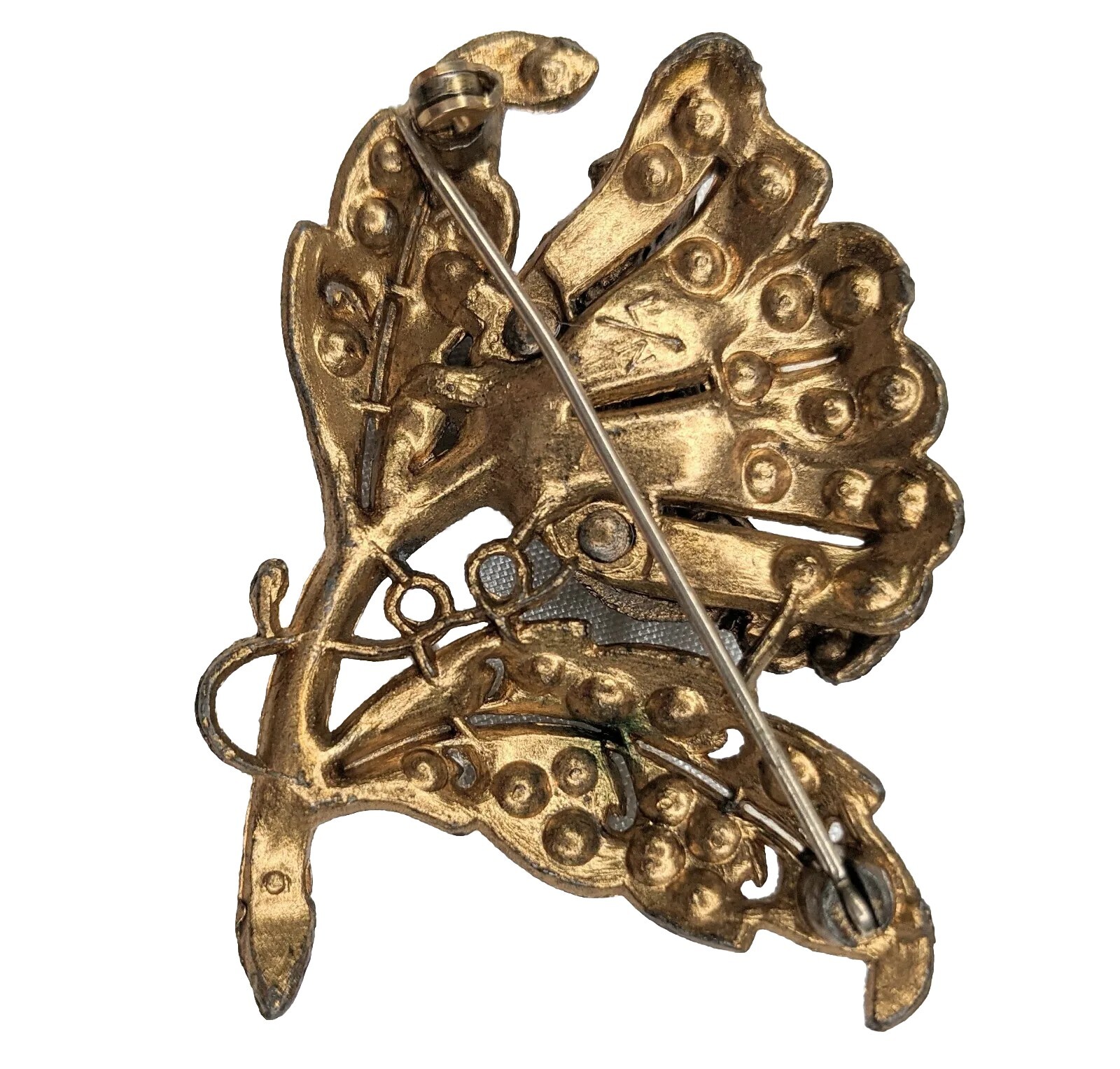 Vintage 40s Brooch LN Little Nemo Flower Clear Goldtone Pin Crystals | eBay