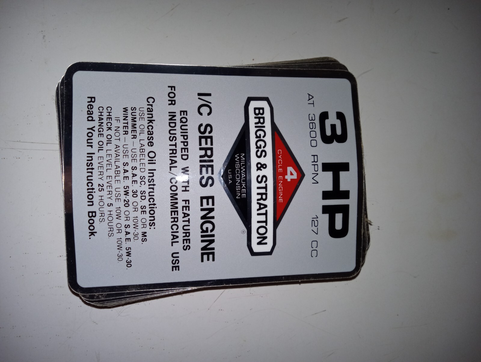 Briggs and Stratton 3hp engine decal new old stock | eBay