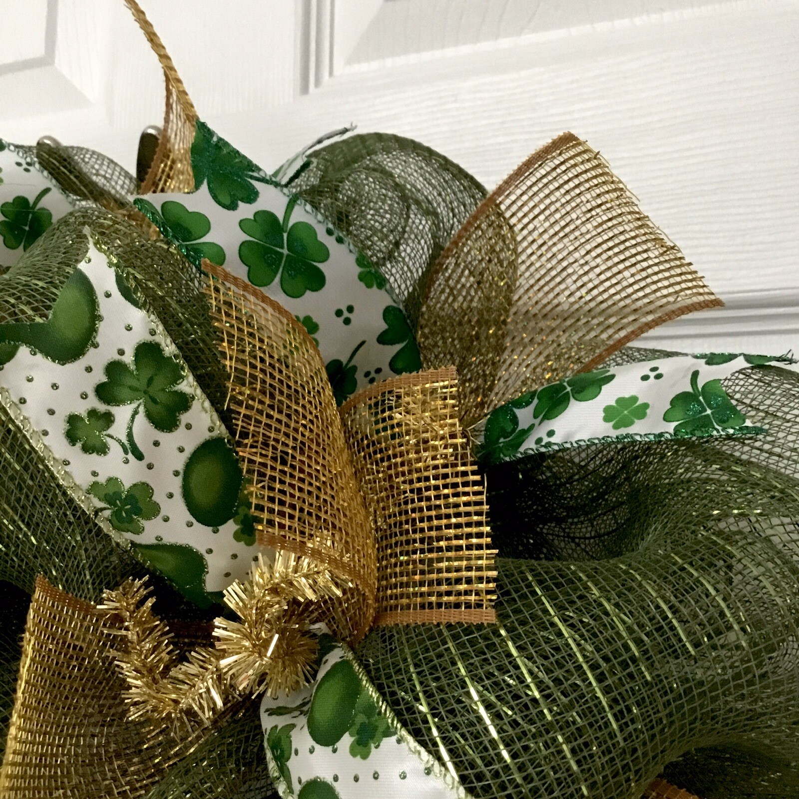 Lucky Shamrock St Patricks Day Wreath Handmade Deco Mesh | eBay