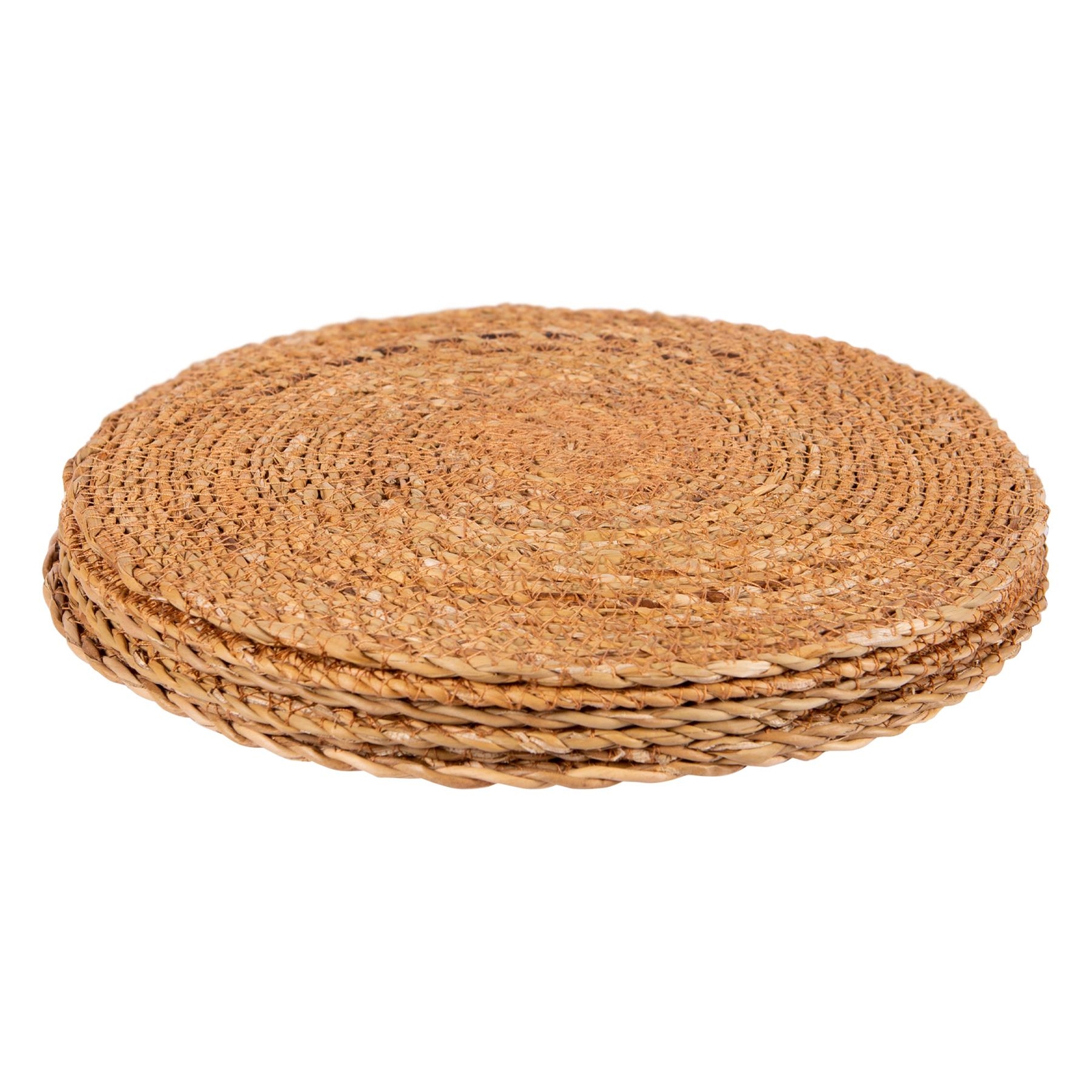 Round Straw Placemats Water Hyacinth Weave Rattan Drinks Mat - Typha ...