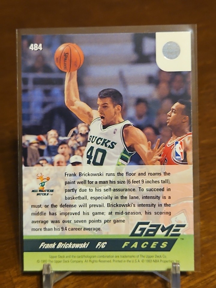 1992-93 Upper Deck #484 Frank Brickowski Milwaukee Bucks Basketball ...