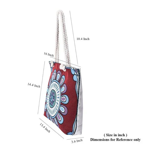 Flower Pattern Jute Tote Bag Jute Tote Bag Maroon Multicolor | eBay