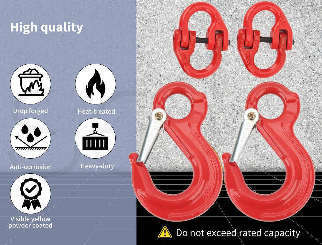 2Pcs 10mm Hammerlock Eye Sling Hook Safety Chain Trailer connecting ...