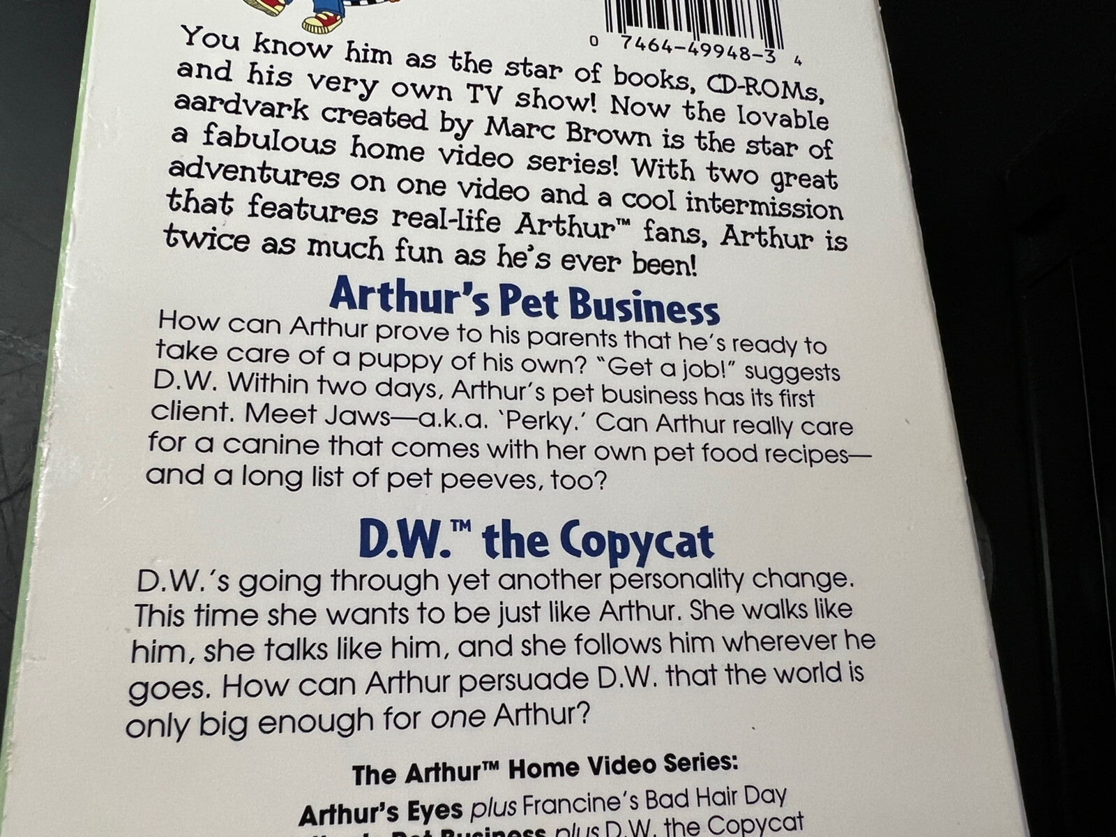 Arthur Arthur's Pet Business and D.W. the Copycat VHS 1997 PBS Kids | eBay