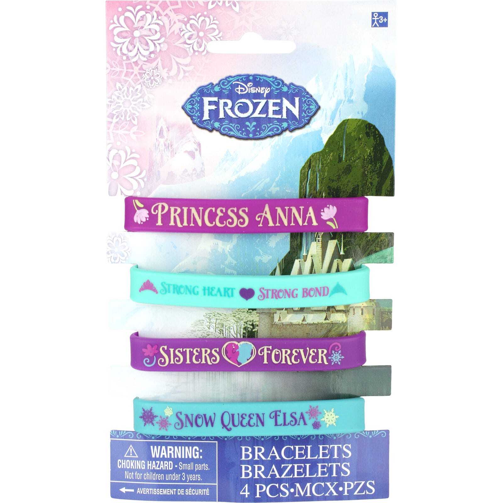 Frozen Rubber Wristbands Pack of 4 Birthday Favours Supplies Anna Elsa ...