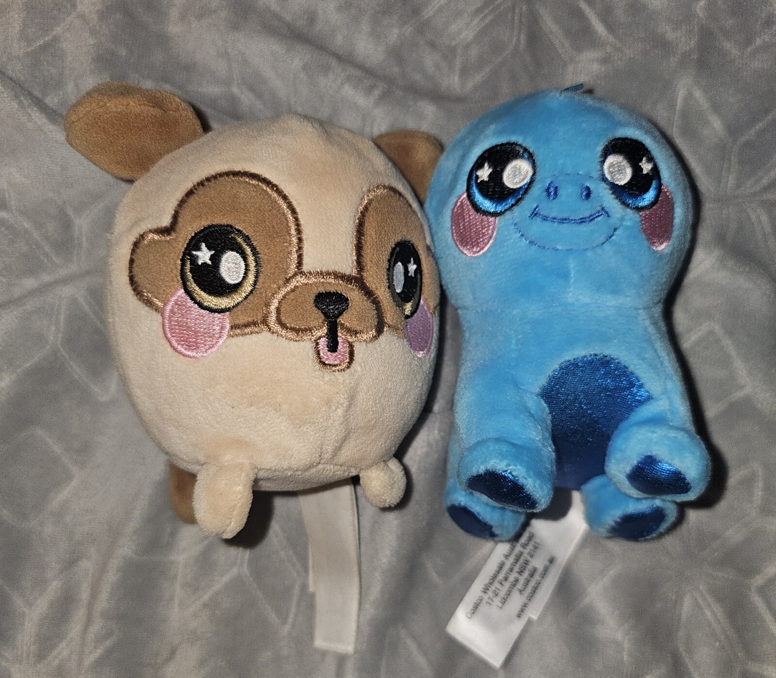 Squeezamals Dog Bear tan Round 2" Mini Pet Plush And Blue Dinosaur | eBay