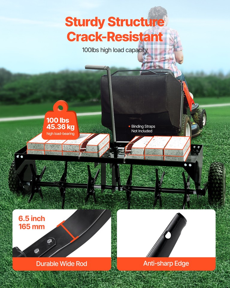 VEVOR 40-Inch Tow Behind Plug Aerator with Universal Hitch Lawn Aerator ...