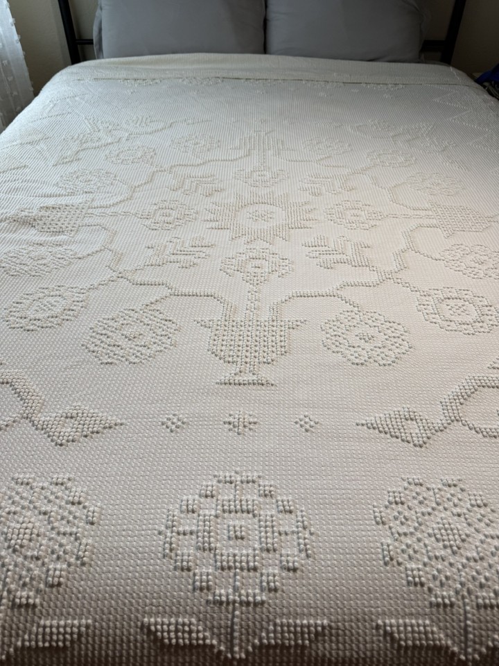Vintage White Bates George Washington Choice Queen Bedspread Hobnail | eBay